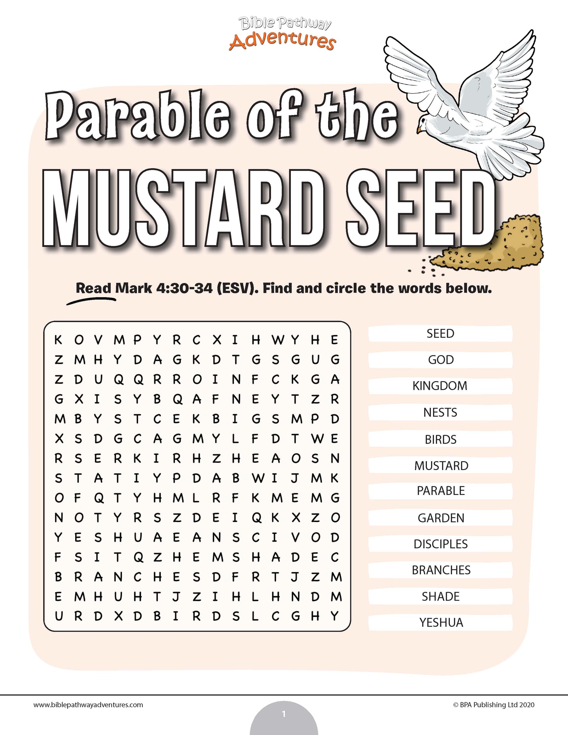 Printable Of The Parable Of The Mustard Seed The Parable Of The