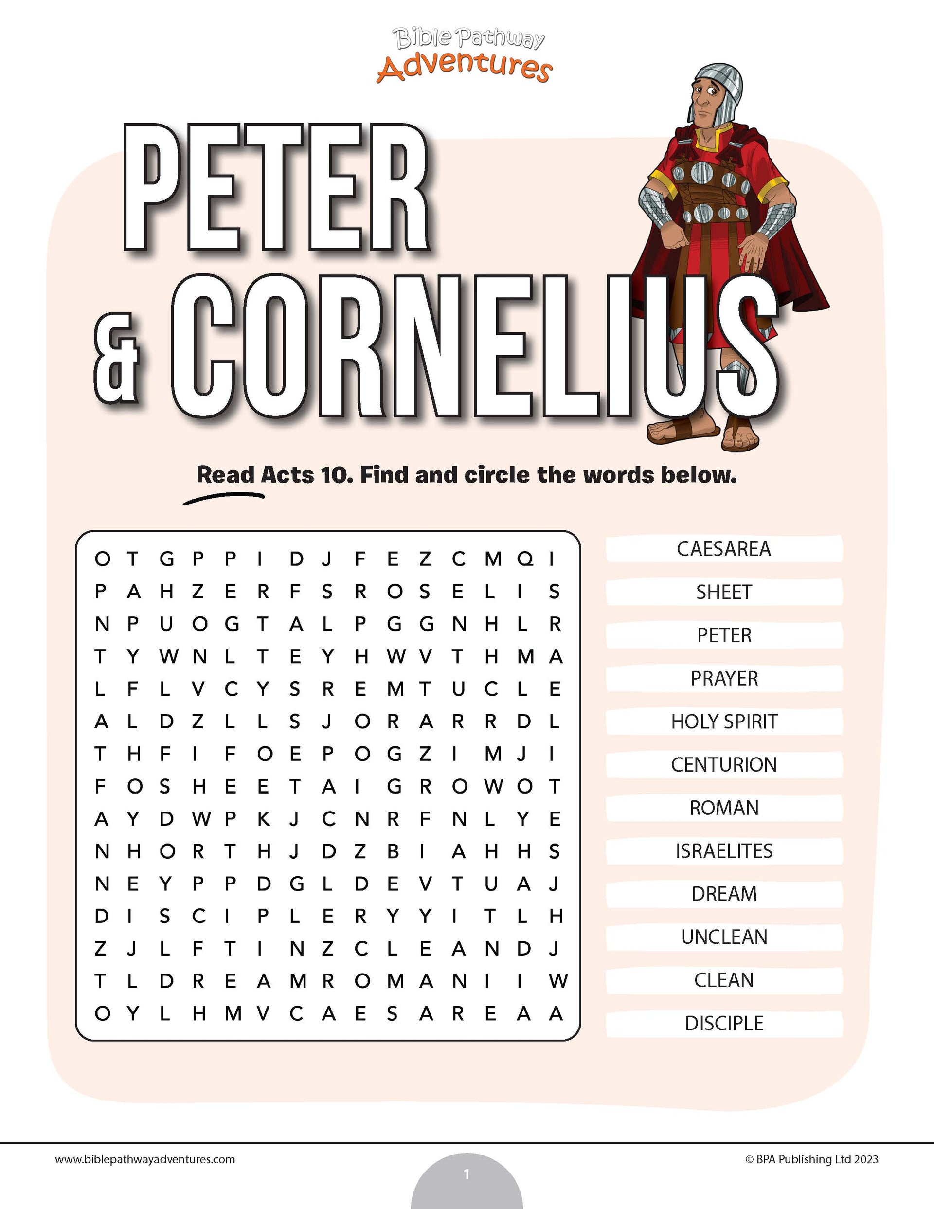 cornelius bible coloring pages